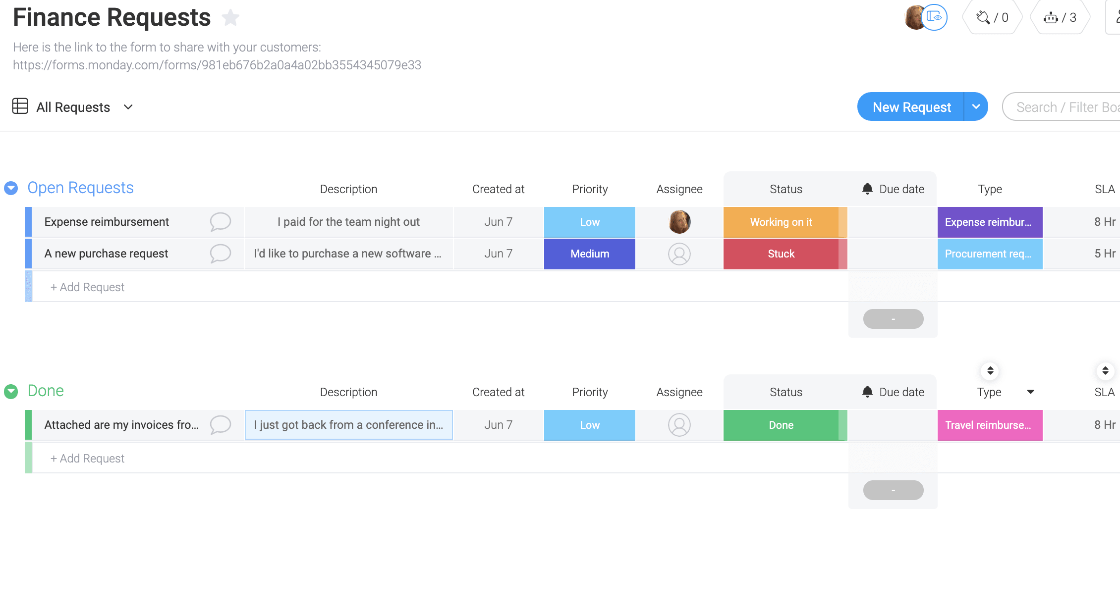 Finance requests template | monday.com